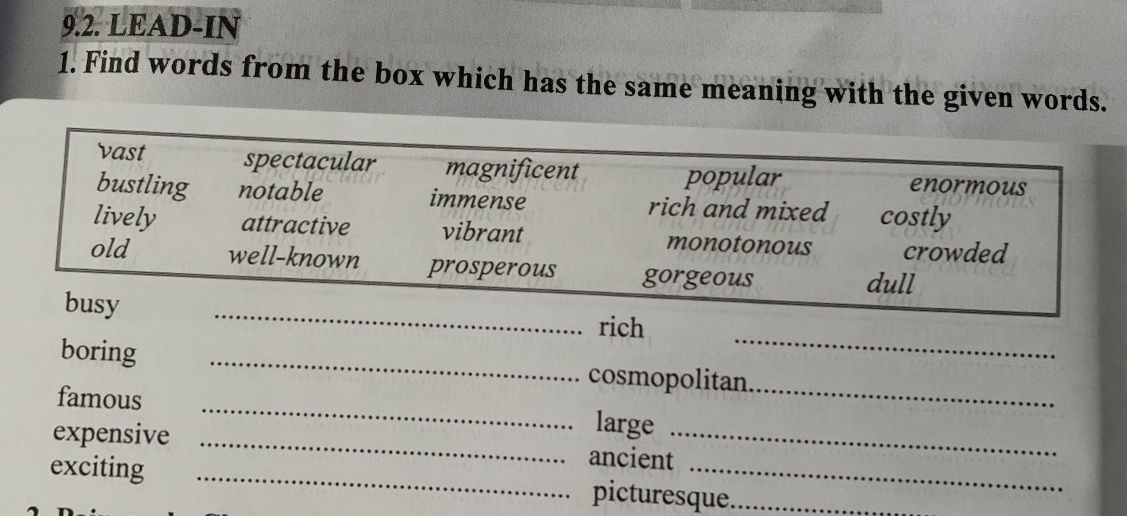 1. Find words from the box which has the | StudyX