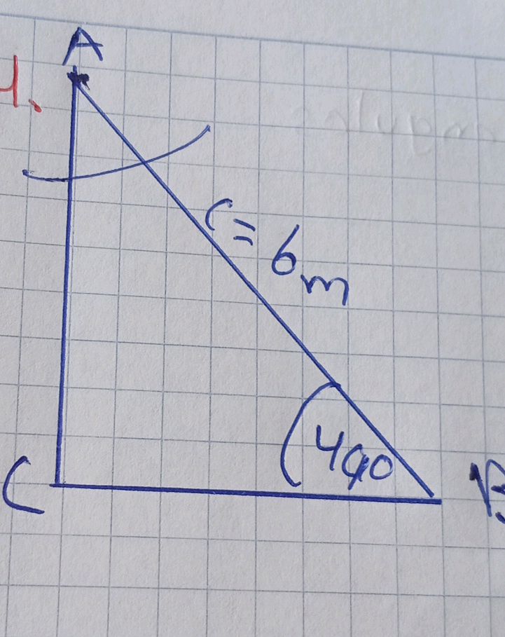 The image shows a right triangle ABC with | StudyX