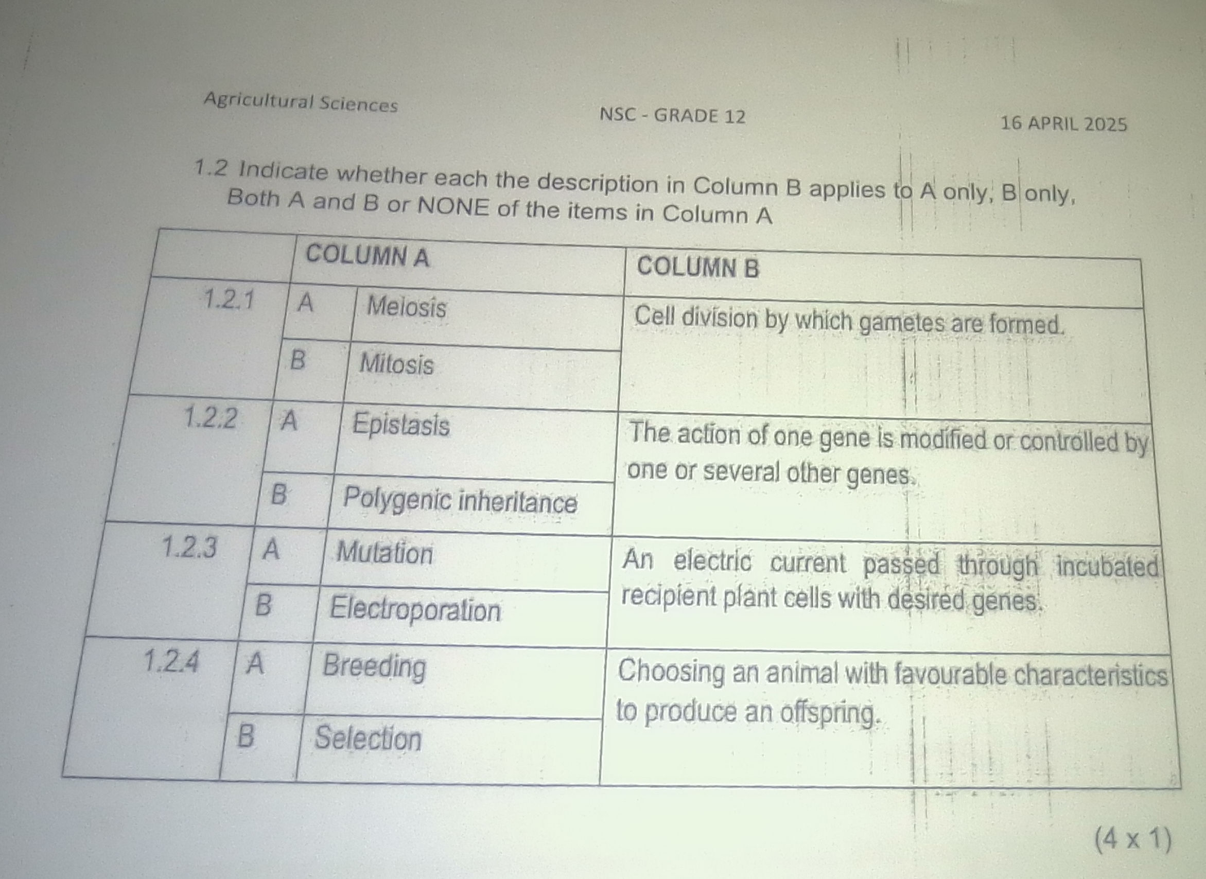 1. 2 Indicate whether each the description | StudyX