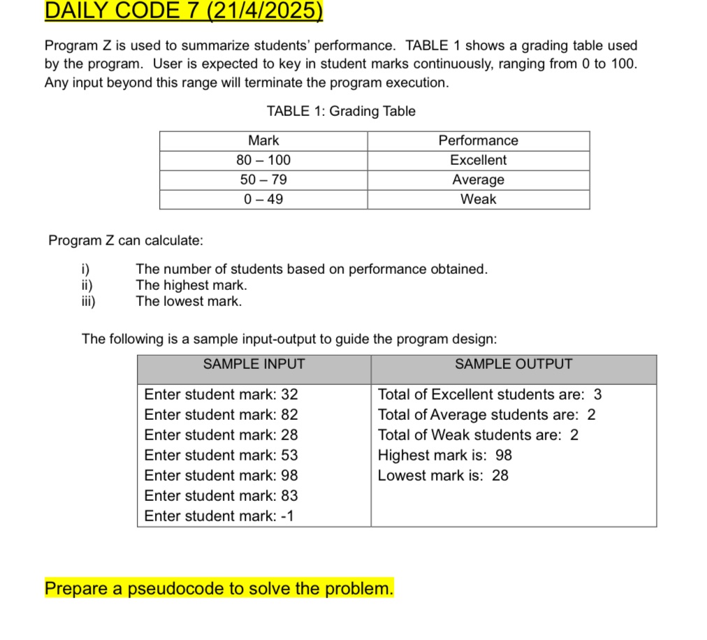 Program Z is used to summarize students' | StudyX