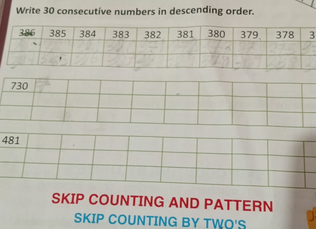 Write 30 consecutive numbers in descending | StudyX