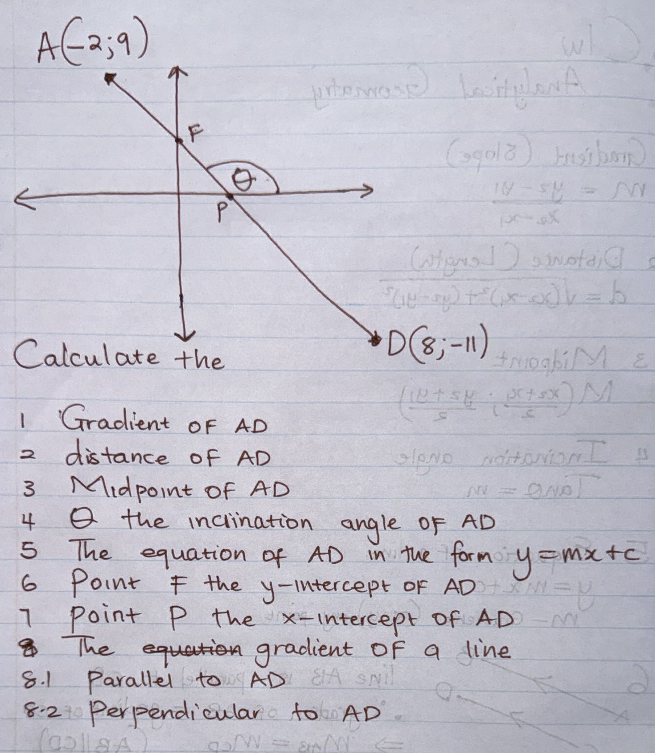 Calculate the following, given points A(-2, | StudyX