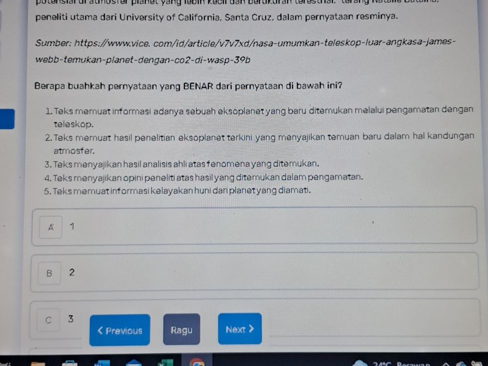 Berapa buahkah pernyataan yang BENAR dari | StudyX