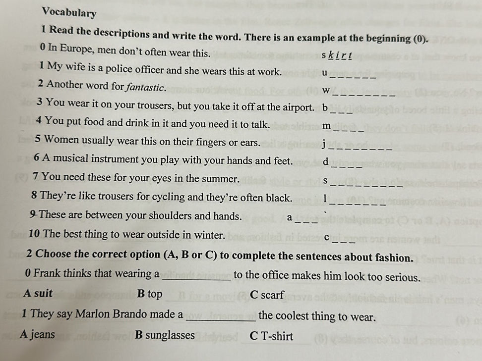 1 Read the descriptions and write the word. | StudyX