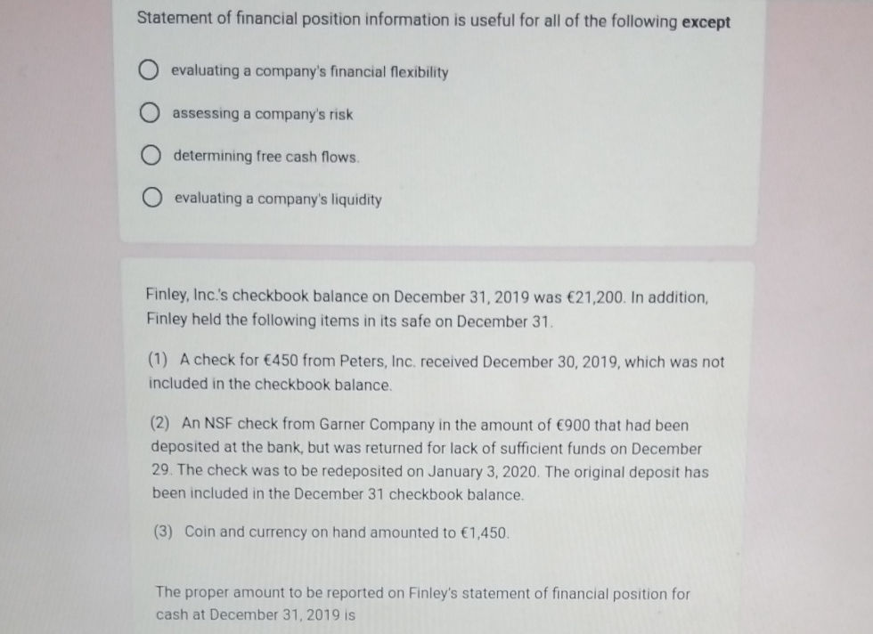 Statement of financial position information | StudyX