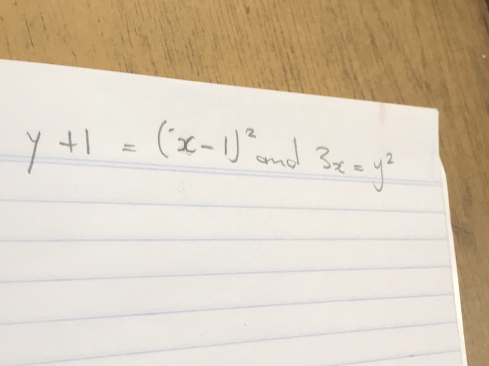 Solve the system of equations: y + 1 = (x - | StudyX