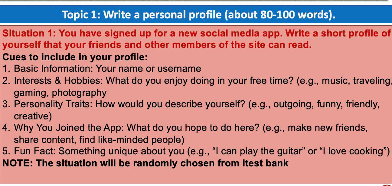 Topic 1: Write a personal profile (about | StudyX