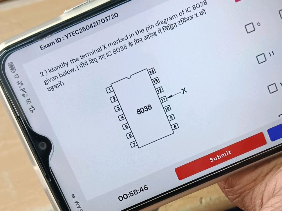 2) Identify the terminal X marked in the pin | StudyX