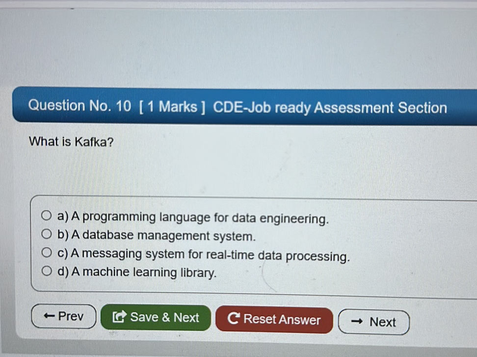 What is Kafka? a) A programming language | StudyX