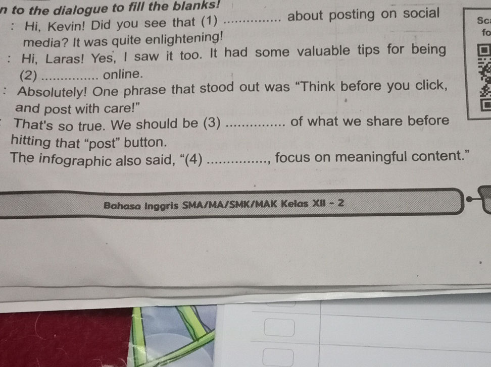 In to the dialogue to fill the blanks! : Hi, | StudyX