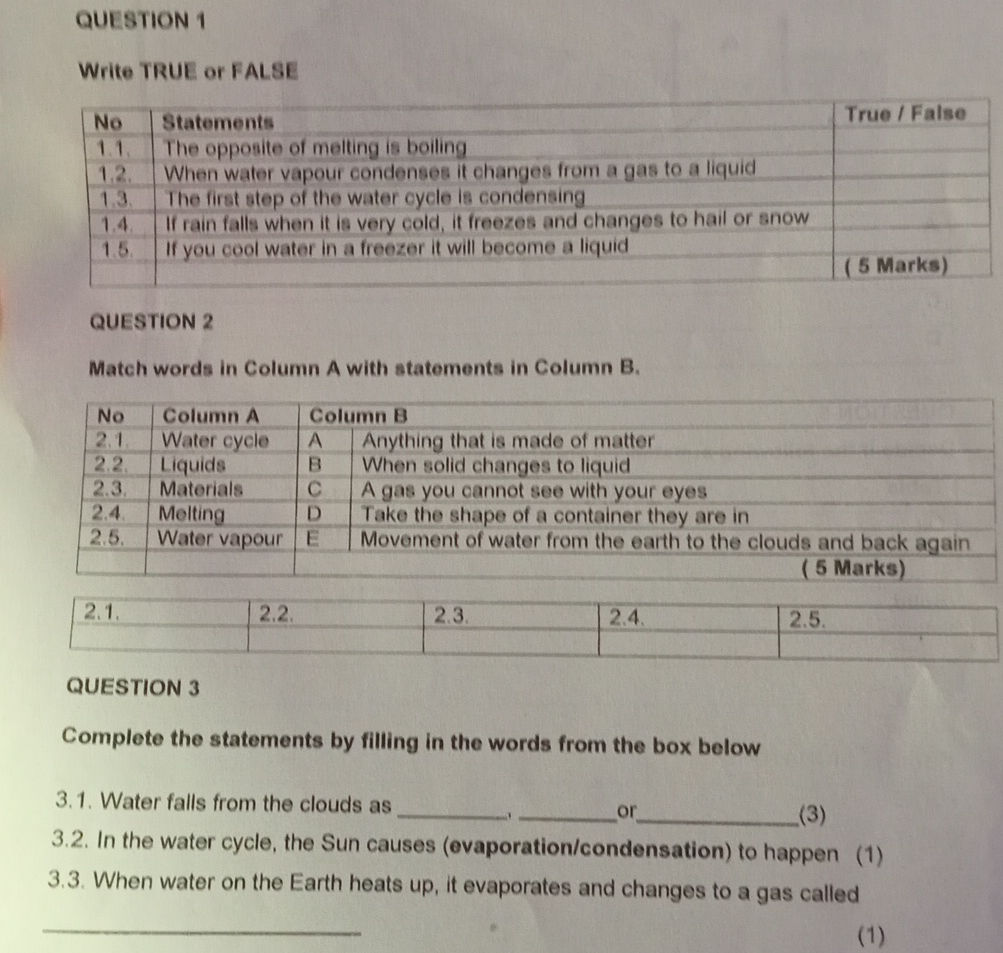 QUESTION 1 Write TRUE or FALSE | No | | StudyX