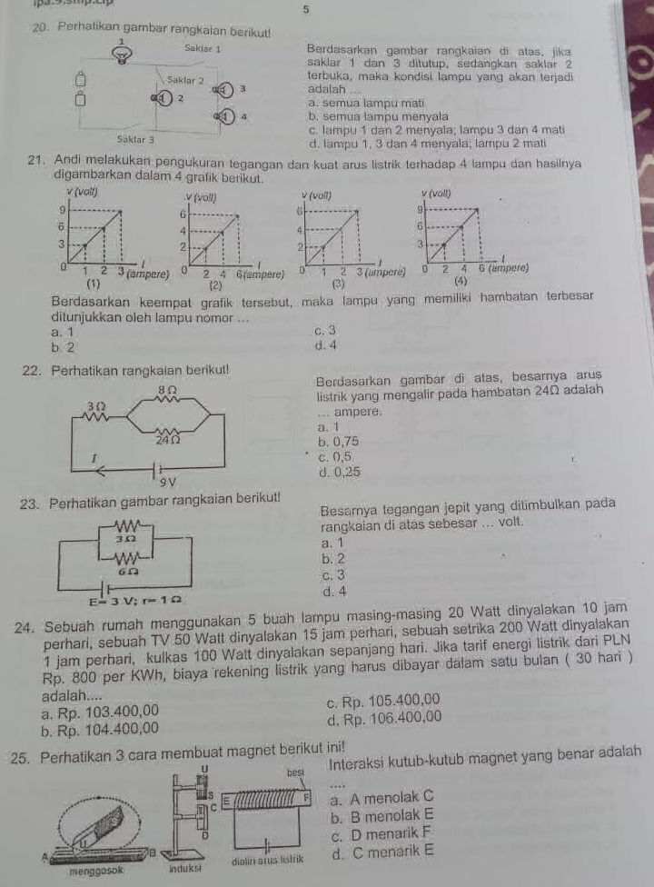 20. Perhatikan gambar rangkaian berikut! | StudyX