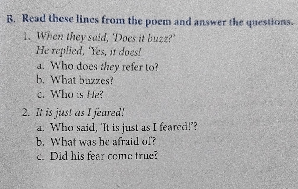 B. Read these lines from the poem and answer | StudyX