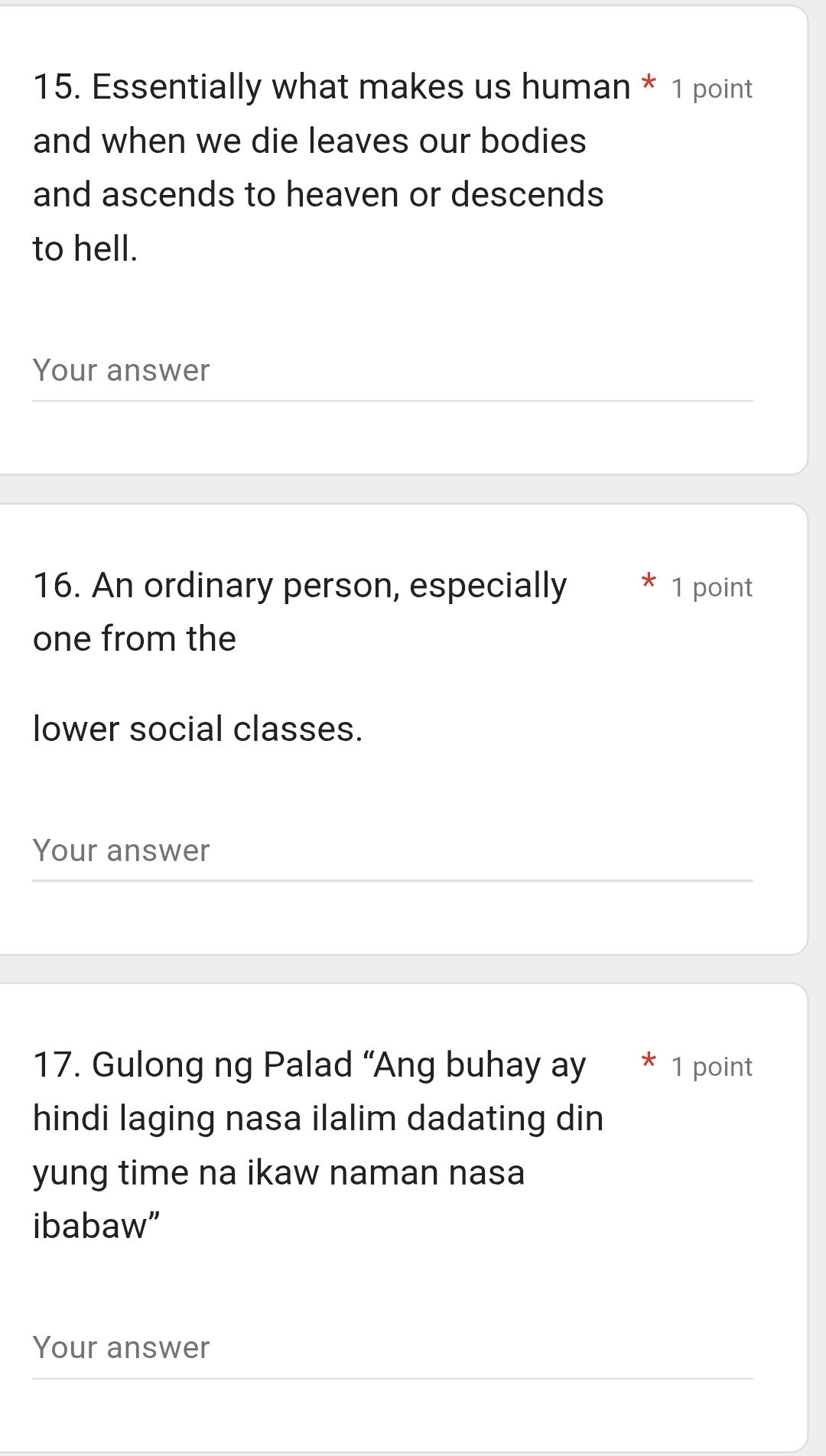 15. Essentially what makes us human and when | StudyX