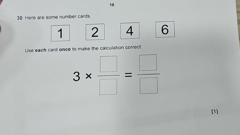 Here are some number cards. 1 2 4 6 Use each