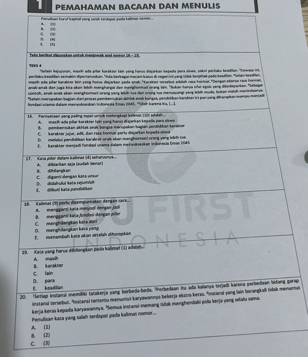 Penulisan huruf kapital yang salah terdapat | StudyX