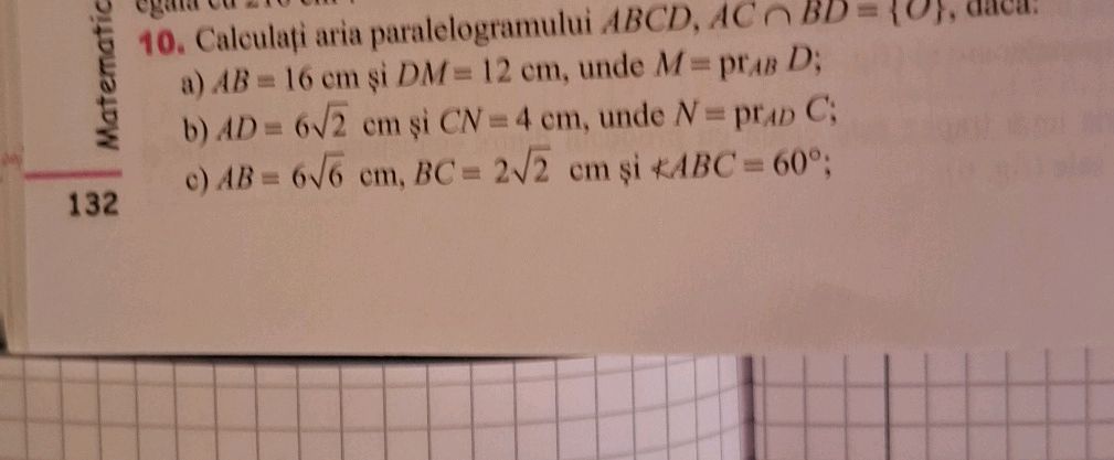 10. Calculați aria paralelogramului ABCD, AC | StudyX