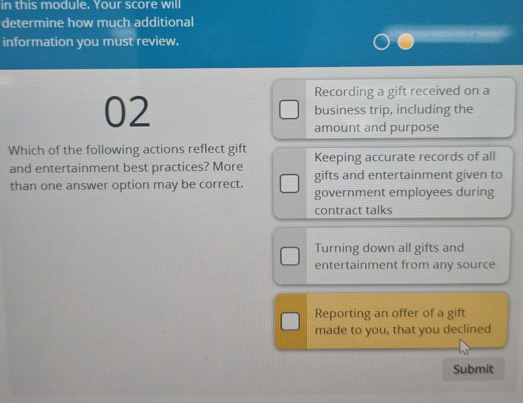 Which of the following actions reflect gift | StudyX