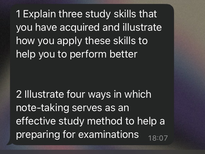 1 Explain three study skills that you have | StudyX