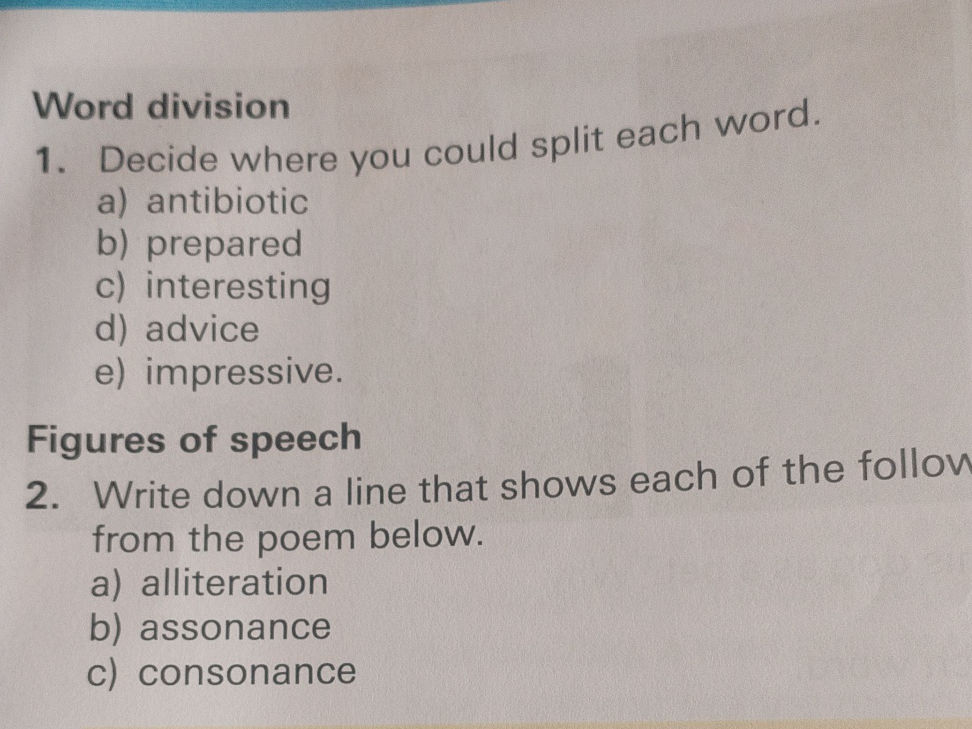 Word division 1. Decide where you could | StudyX