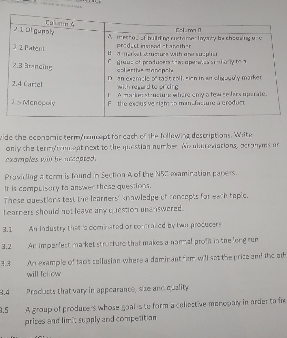 Match the terms in Column A with the | StudyX