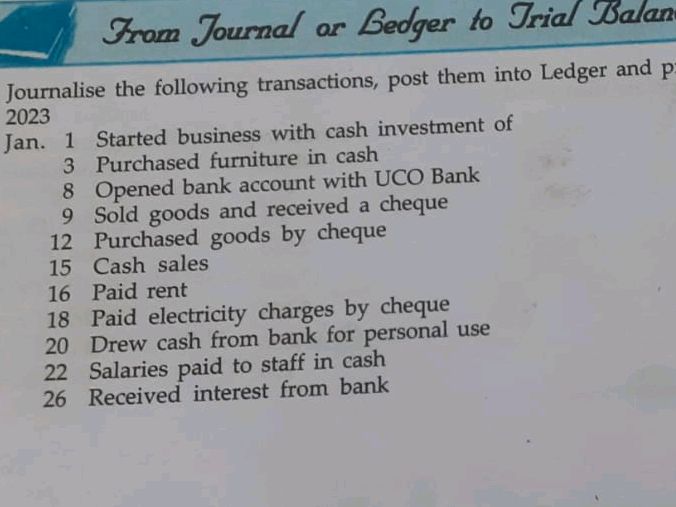 Journalise the following transactions, post | StudyX