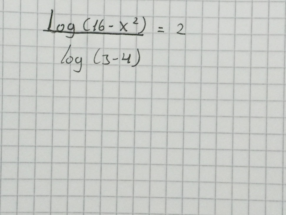 Solve the logarithmic equation: log(16-x^2) | StudyX
