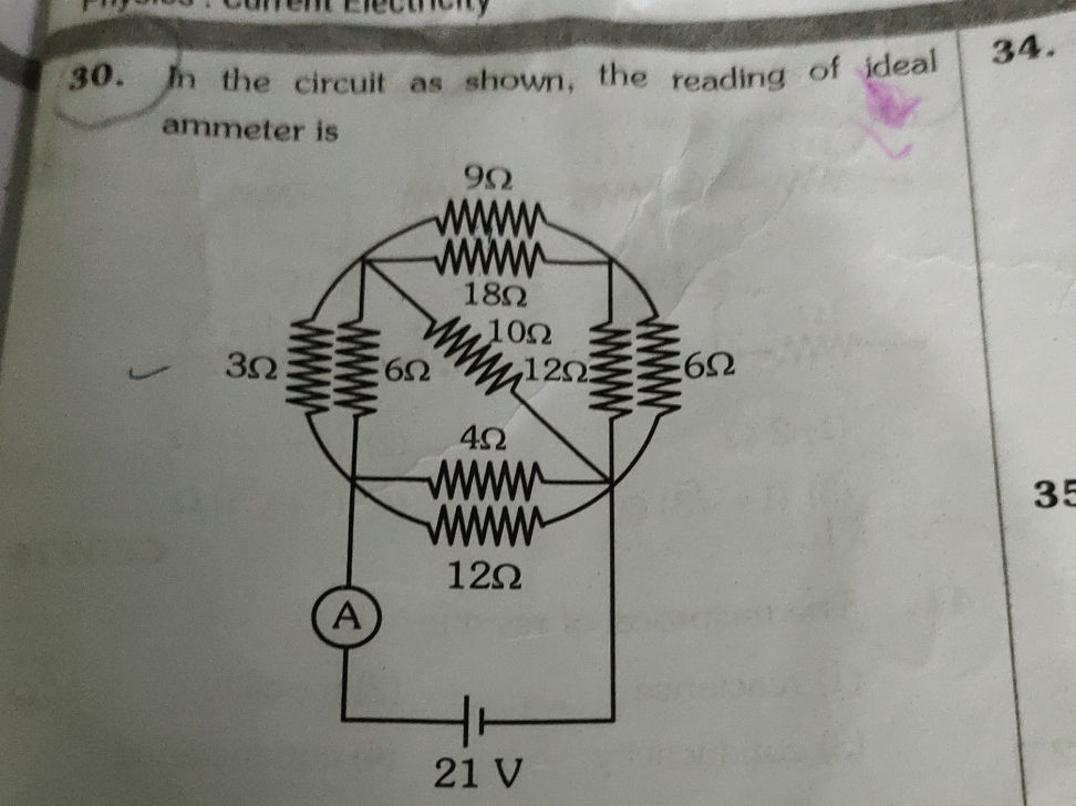In the circuit as shown, the reading of | StudyX