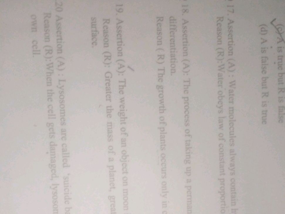 17. Assertion (A): Water molecules always | StudyX