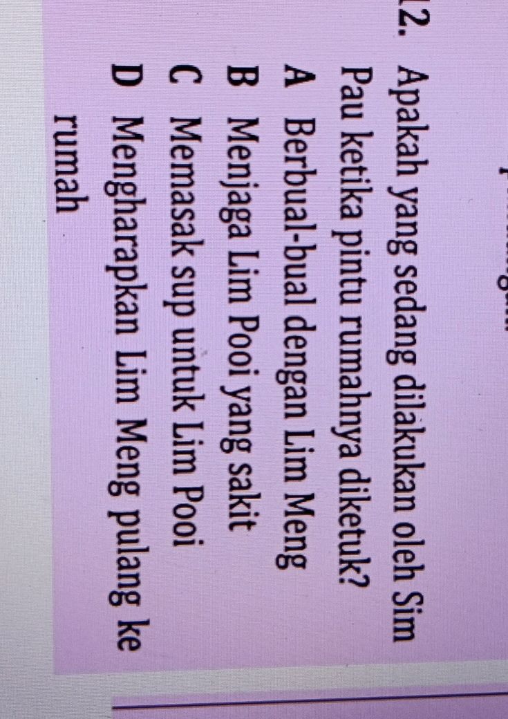 12. Apakah yang sedang dilakukan oleh Sim | StudyX