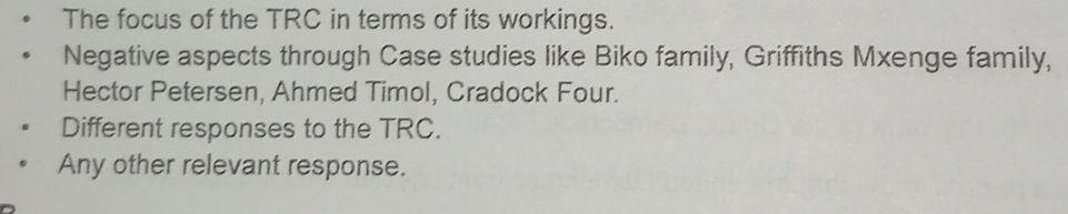 The focus of the TRC in terms of its | StudyX