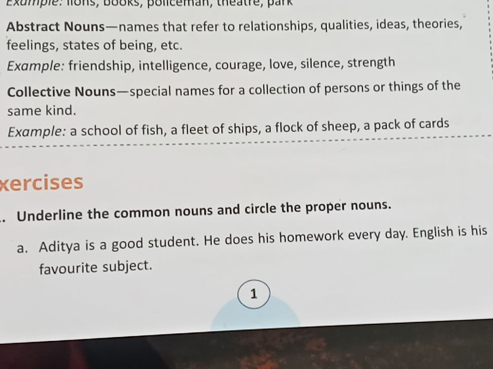 1. Underline the common nouns and circle the | StudyX