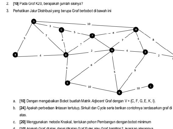 2. [10] Pada Graf K20, berapakah jumlah | StudyX