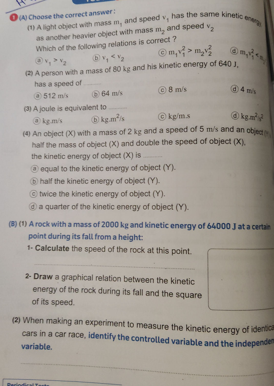 (1) A light object with mass $m_1$ and speed | StudyX
