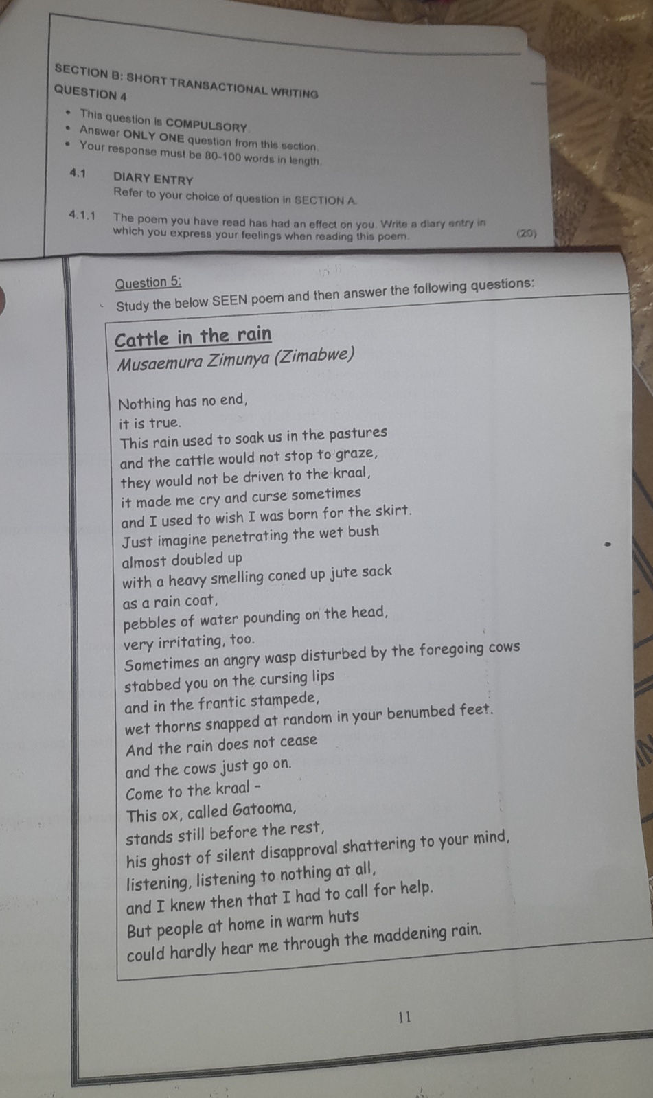 Question 5: Study the below SEEN poem and | StudyX