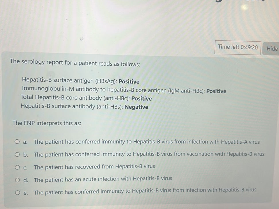 The serology report for a patient reads as | StudyX