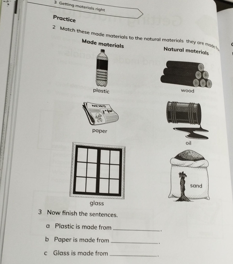 2 Match these made materials to the natural | StudyX