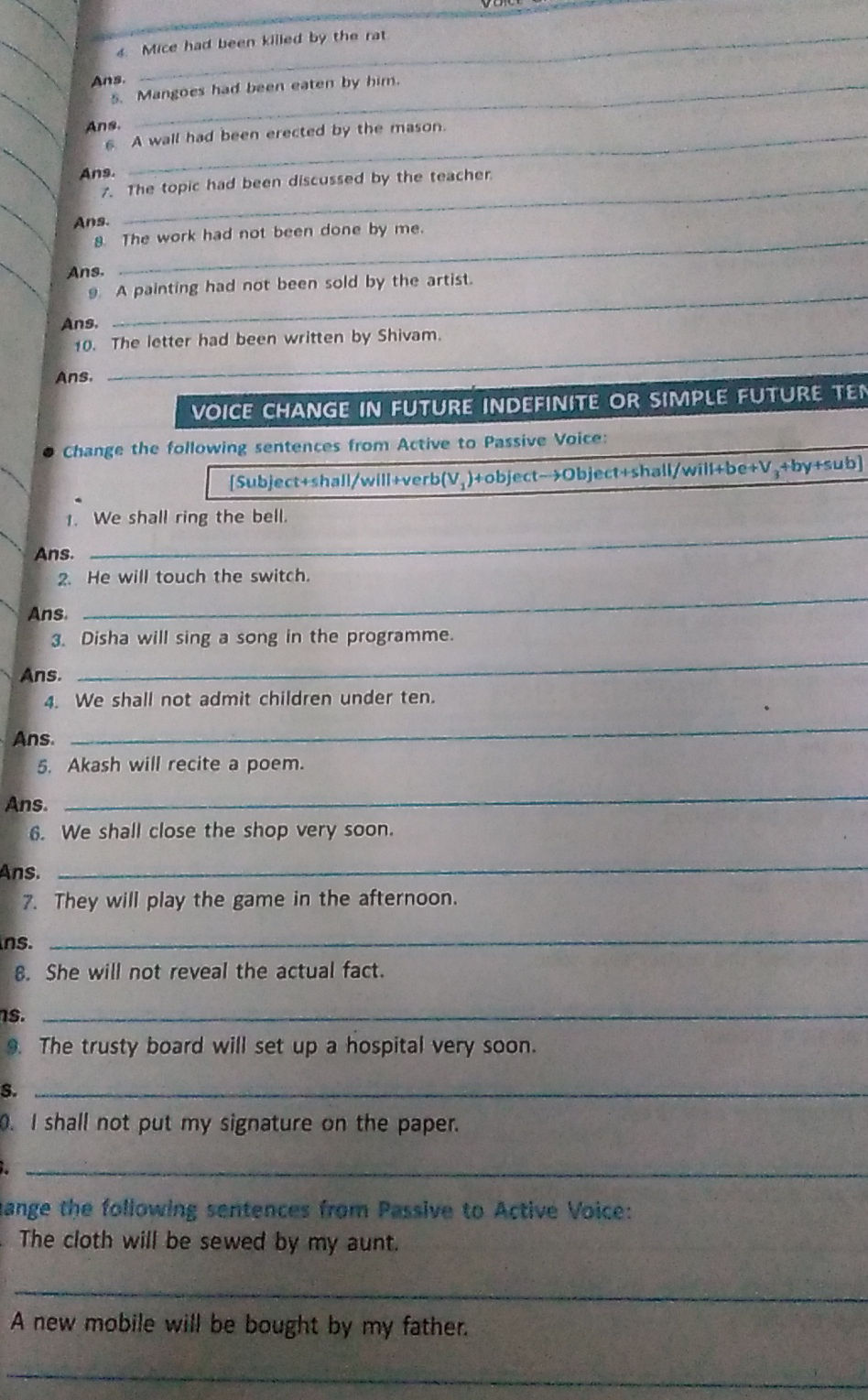 Change the following sentences from Active | StudyX