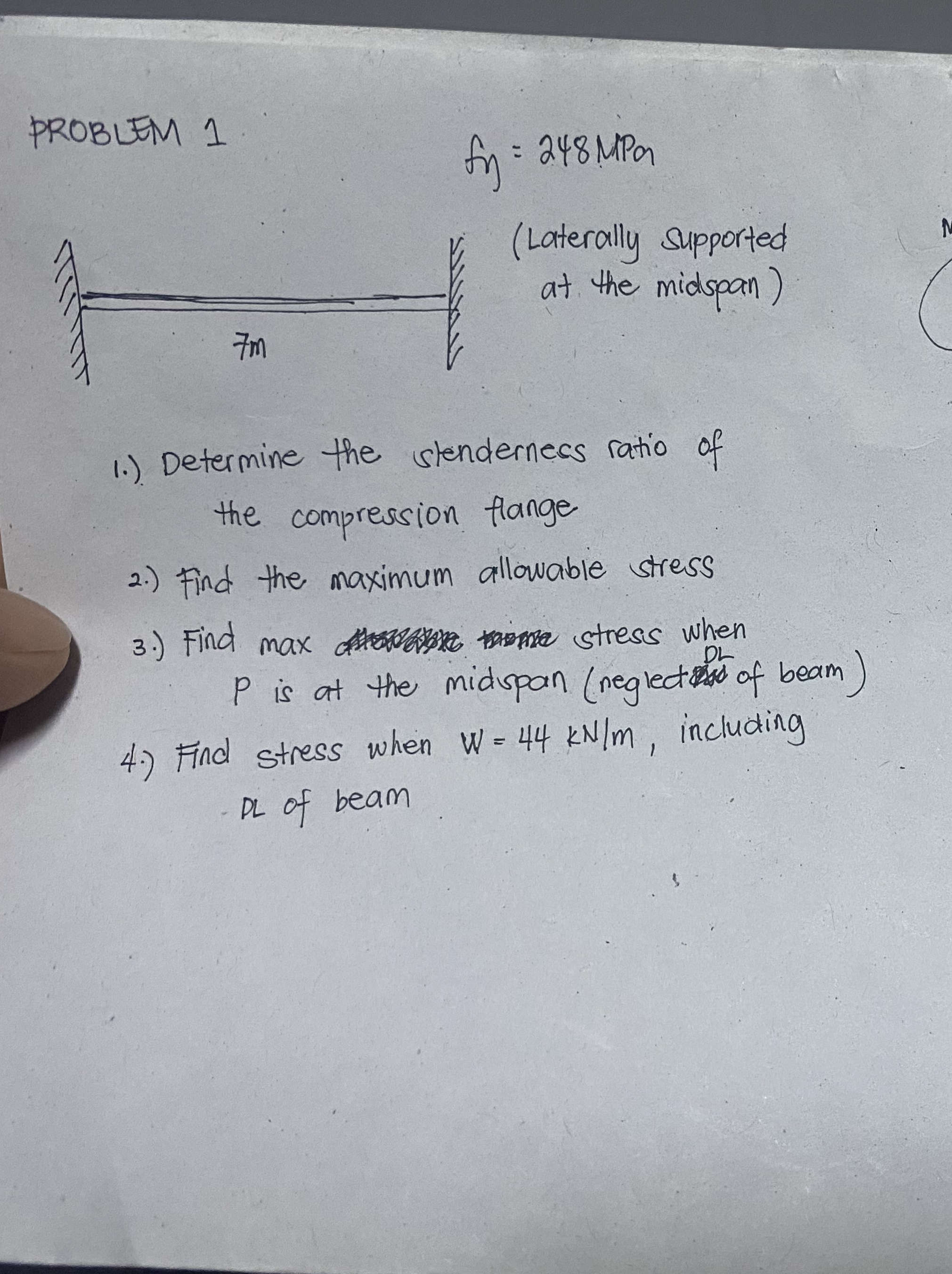 PROBLEM 1 1.) Determine the slenderness | StudyX