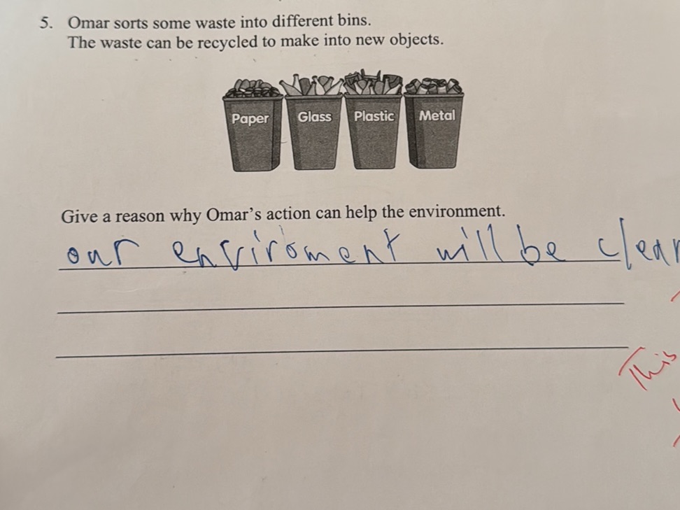 5. Omar sorts some waste into different | StudyX