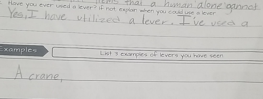 List 3 examples of levers you have seen A | StudyX