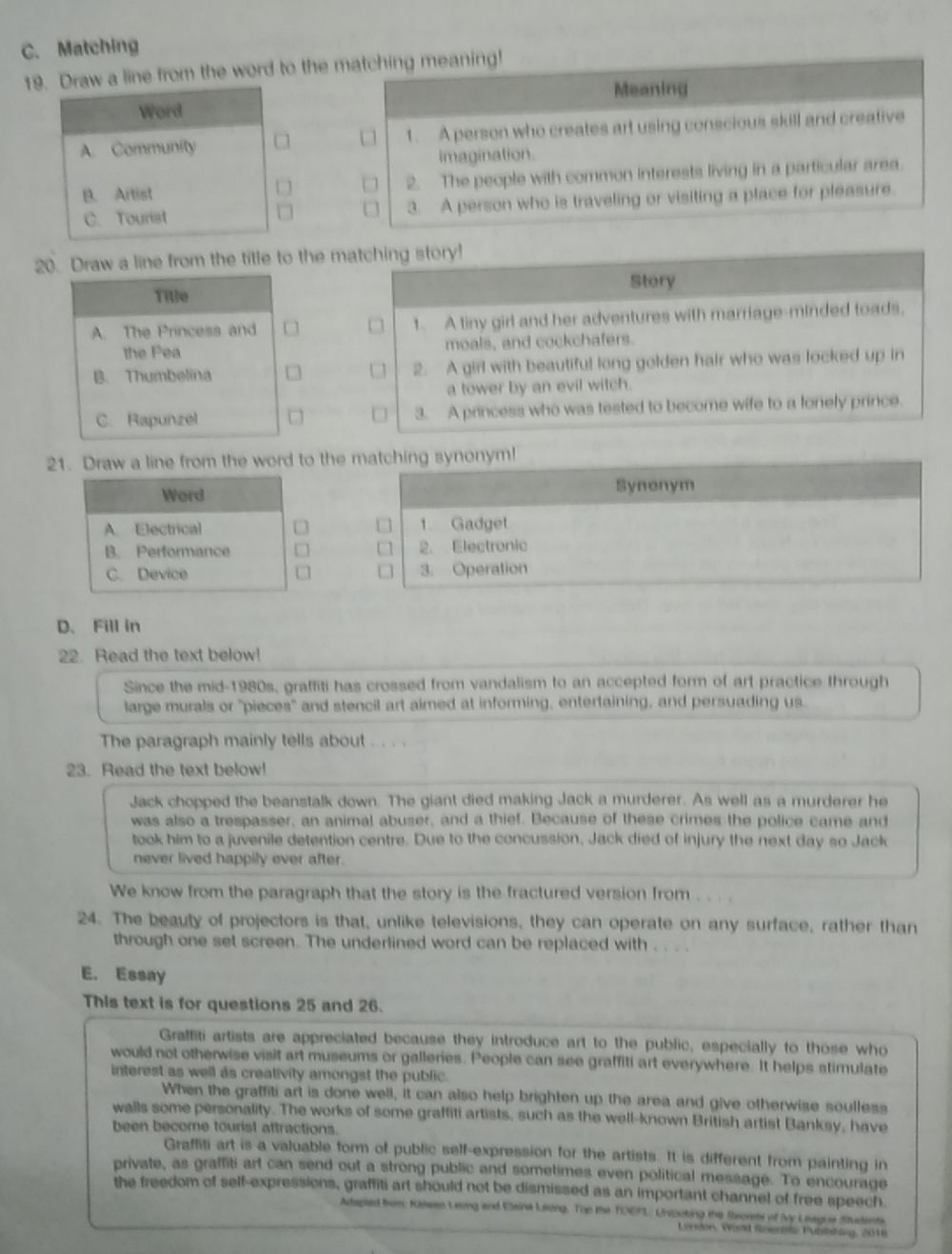 C. Matching 19. Draw a line from the word to | StudyX
