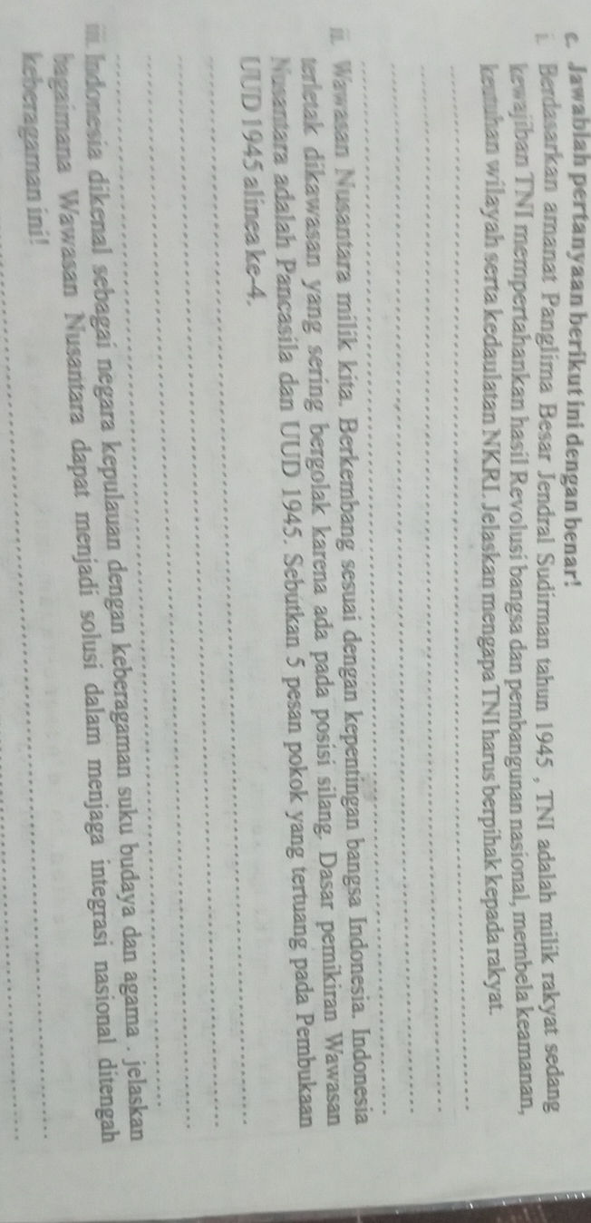 c. Jawablah pertanyaan berikut ini dengan | StudyX