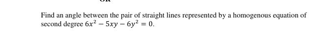 Find an angle between the pair of straight | StudyX
