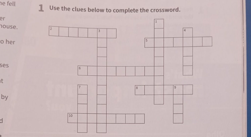 1 Use the clues below to complete the | StudyX