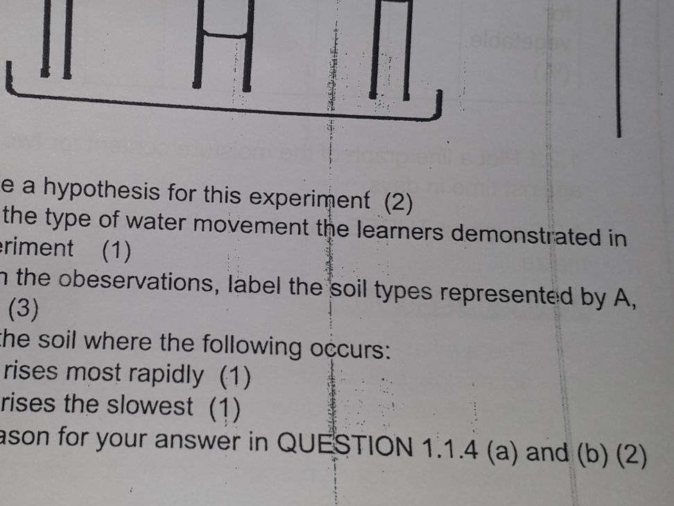 e a hypothesis for this experiment (2) the | StudyX