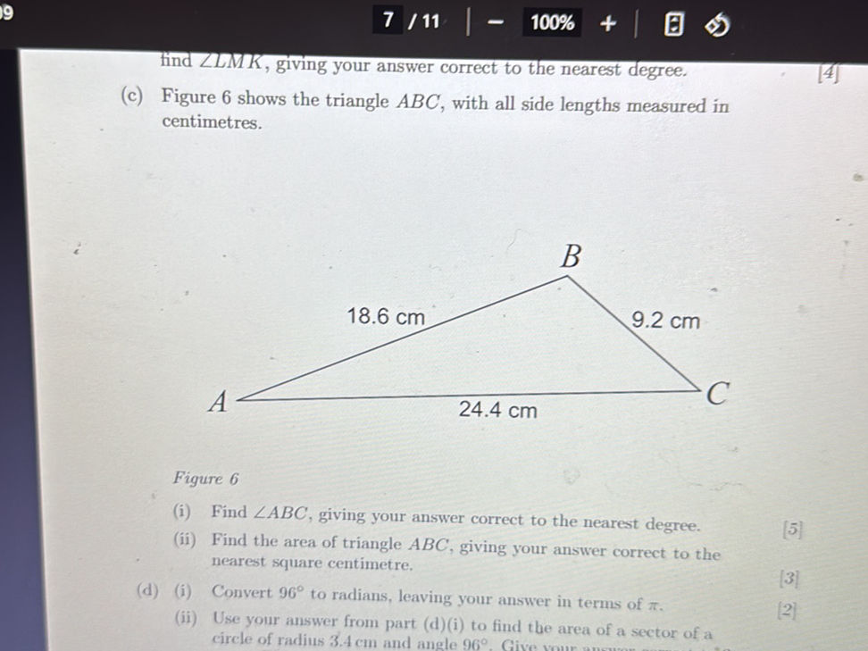 (c) Figure 6 shows the triangle ABC, with | StudyX