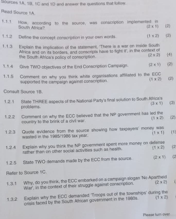 Sources 1A, 1B, 1C and 1D and answer the | StudyX