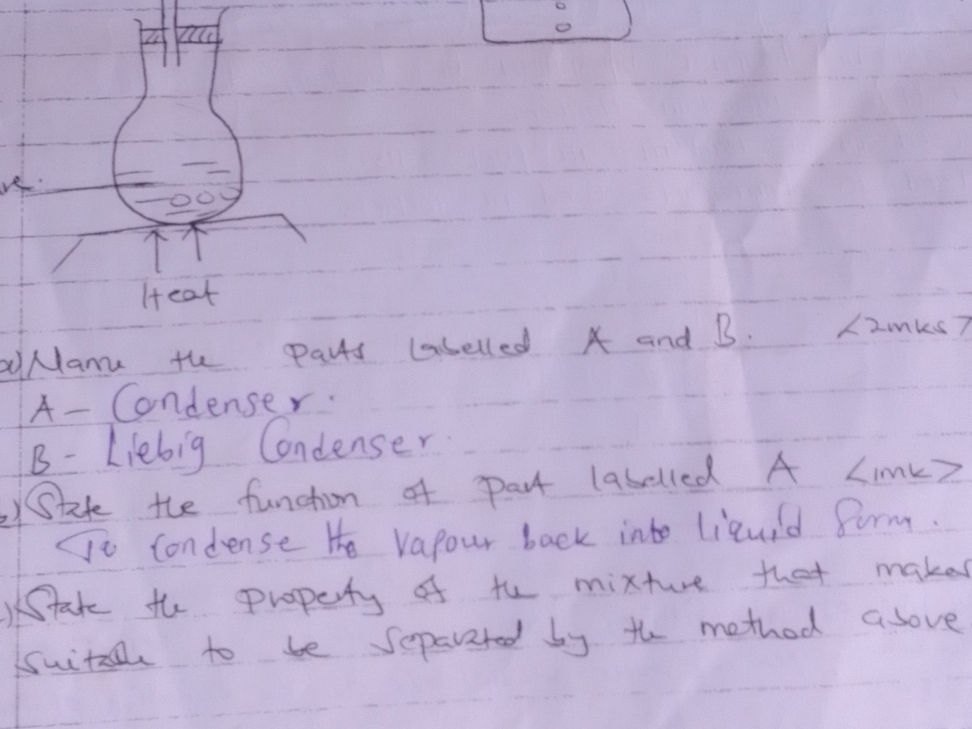 a) Name the parts labelled A and B. A- | StudyX