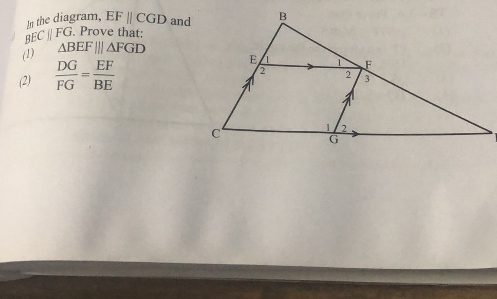 In the diagram, EF || CGD and BEC || FG. | StudyX